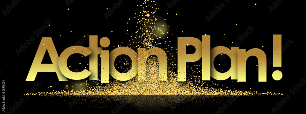 action plan in golden stars and black background Stock Photo | Adobe Stock