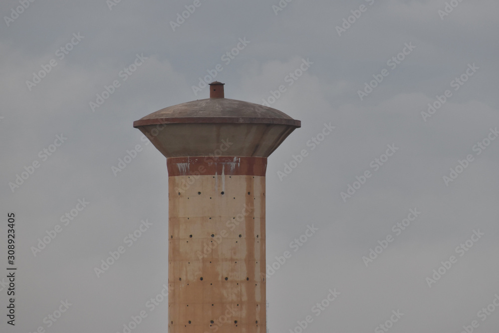 A top view of overhead cement concrete water storage tank, which ...