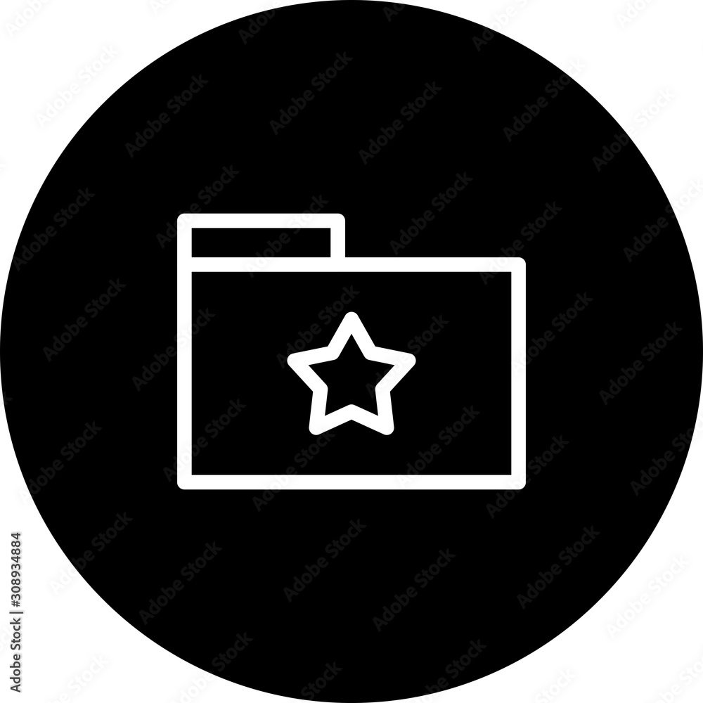 Black Circle Star Folder Icon With White Background Stock Vector ...
