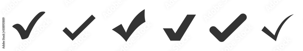 Check mark icons set isolated on white background. Vector illustration ...