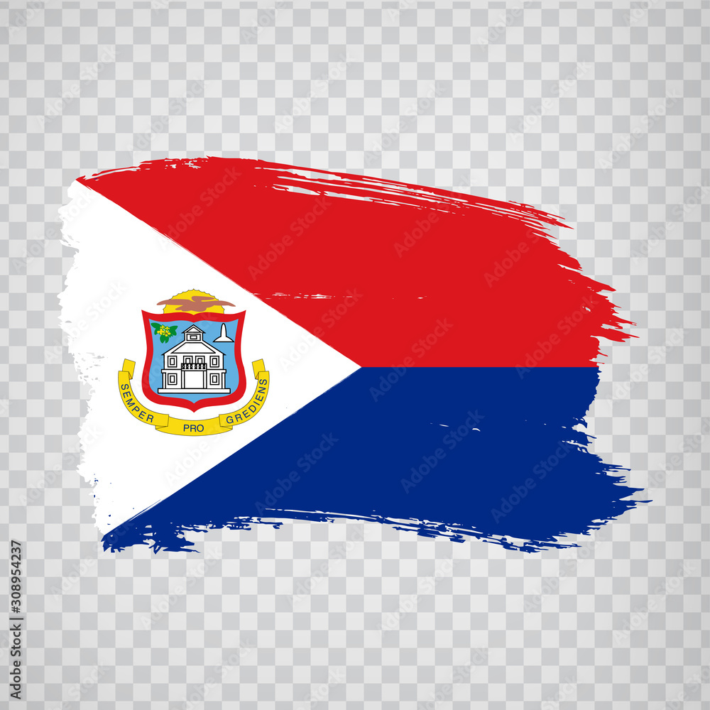 Flag Sint Maarten from brush strokes. Flag Sint Maarten on transparent ...