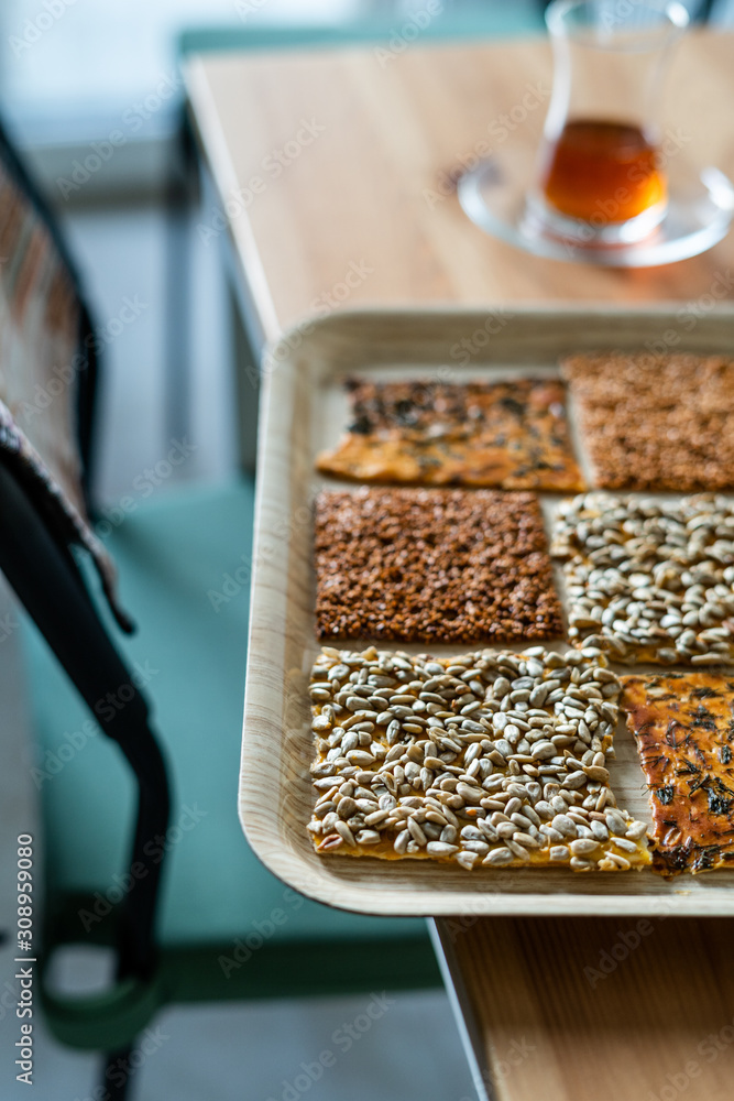 Turkish Homemade Snacks Biscuit with Sunflower Seeds, Sesame and Dill ...