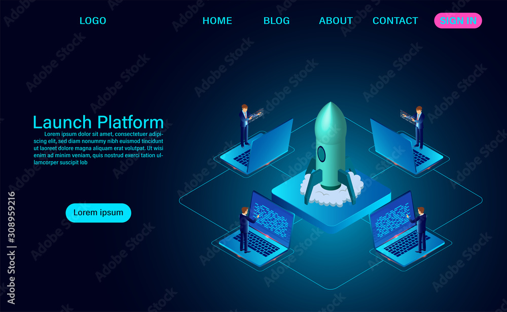 launch platform and successful project launching a rocket of growth ...