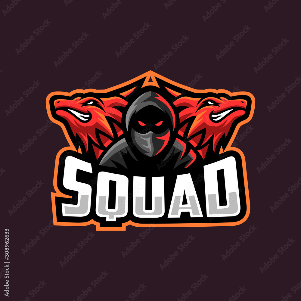 Squad sport e-sport mascot gaming logo template Stock Vector | Adobe Stock