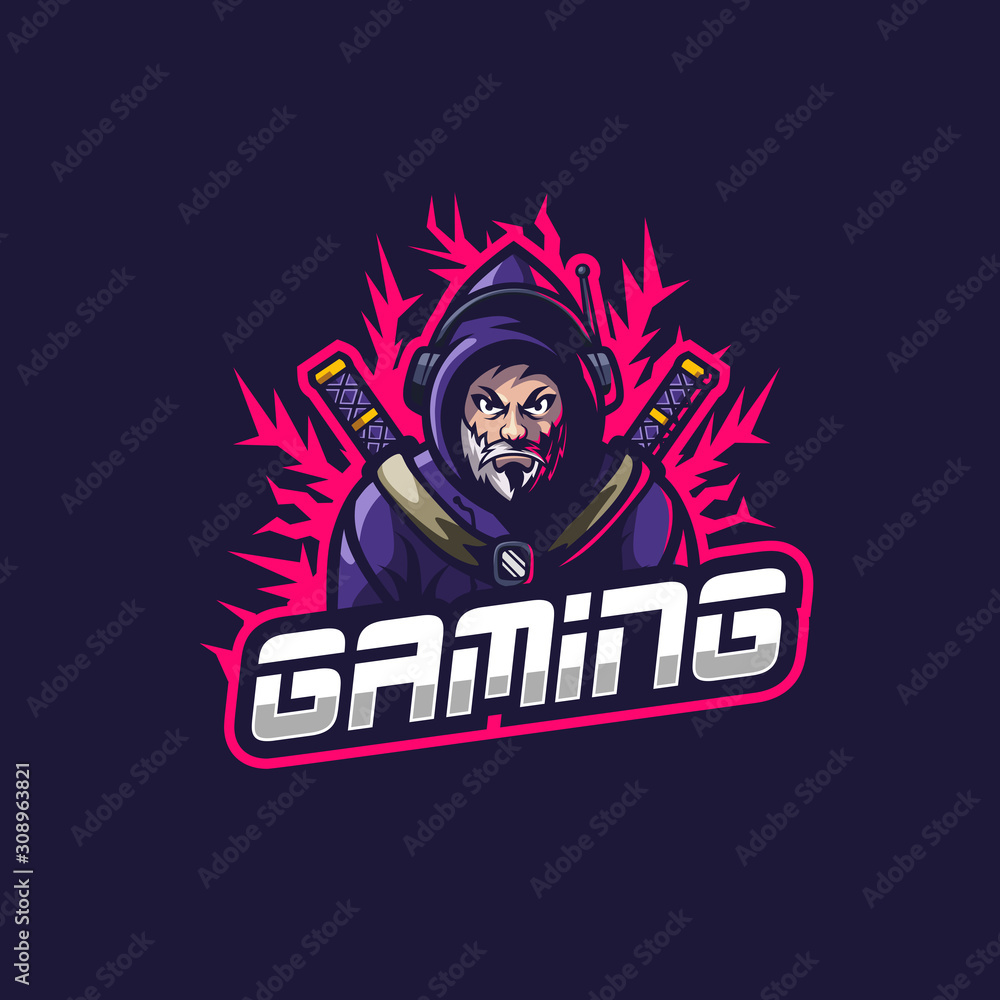 Beard gaming squad sport e-sport mascot gaming team logo vector premium ...