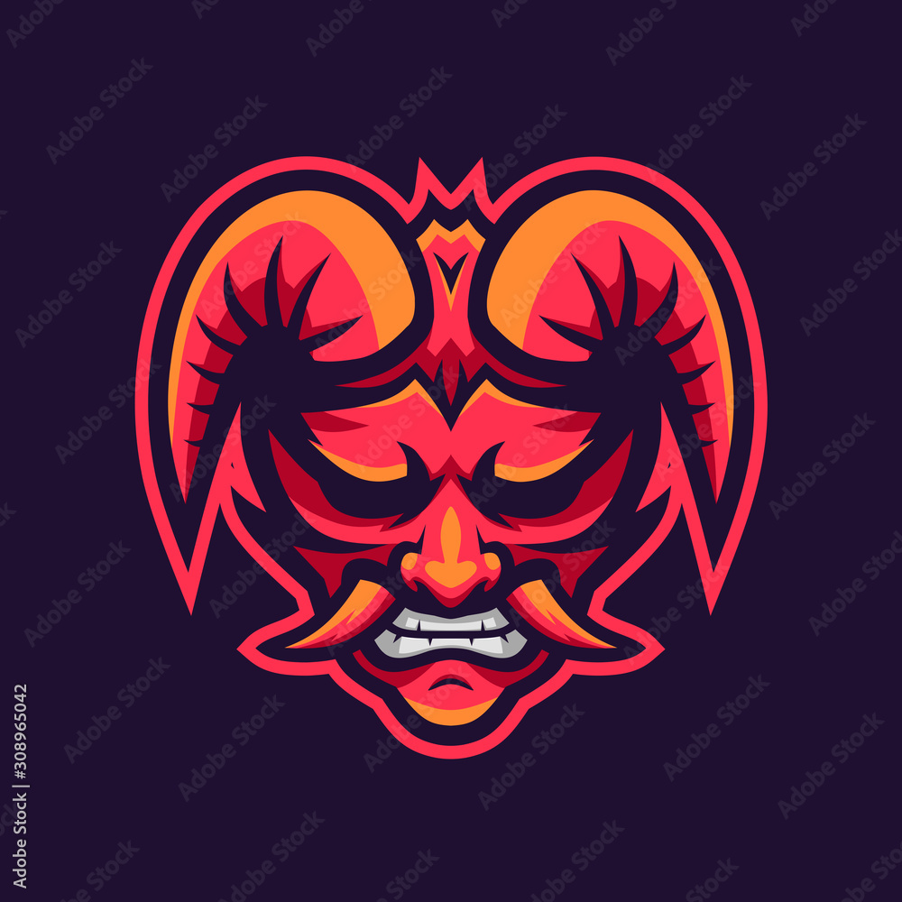 Red demon sport e-sport mascot gaming team logo vector premium Stock ...