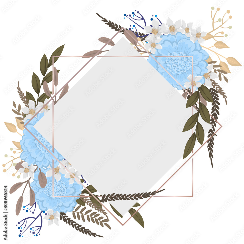 Flower border template - light blue flowers Stock Vector | Adobe Stock