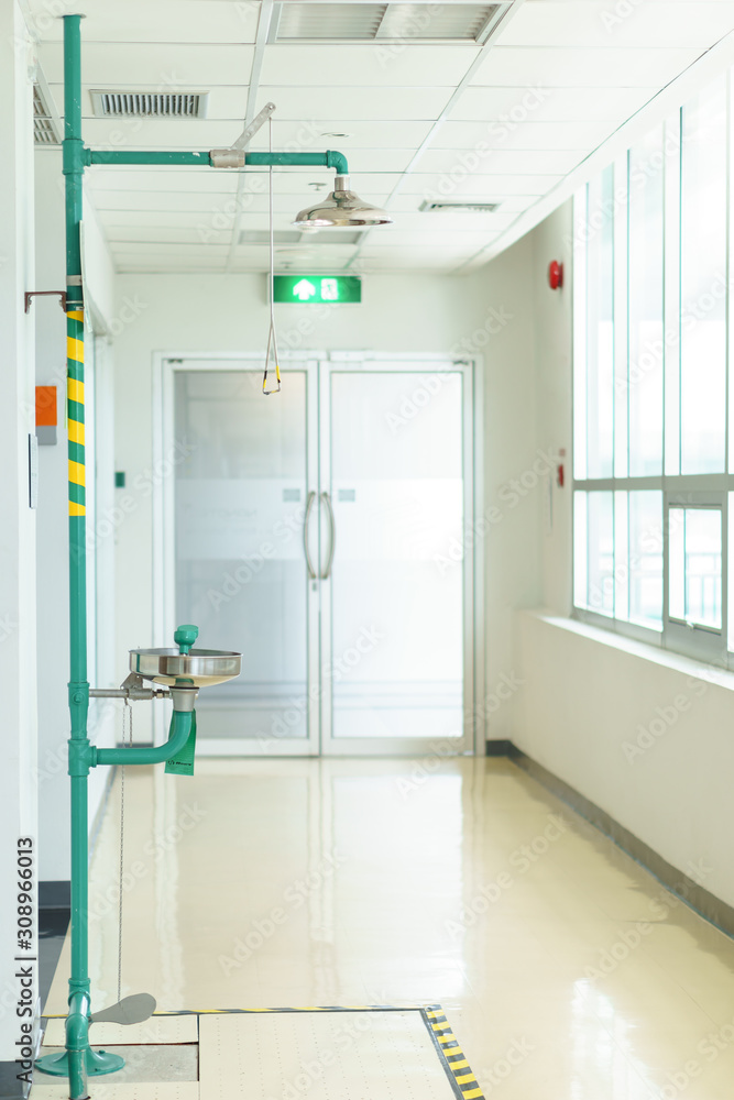 Emergency eyewash and safety shower station Stock Photo | Adobe Stock