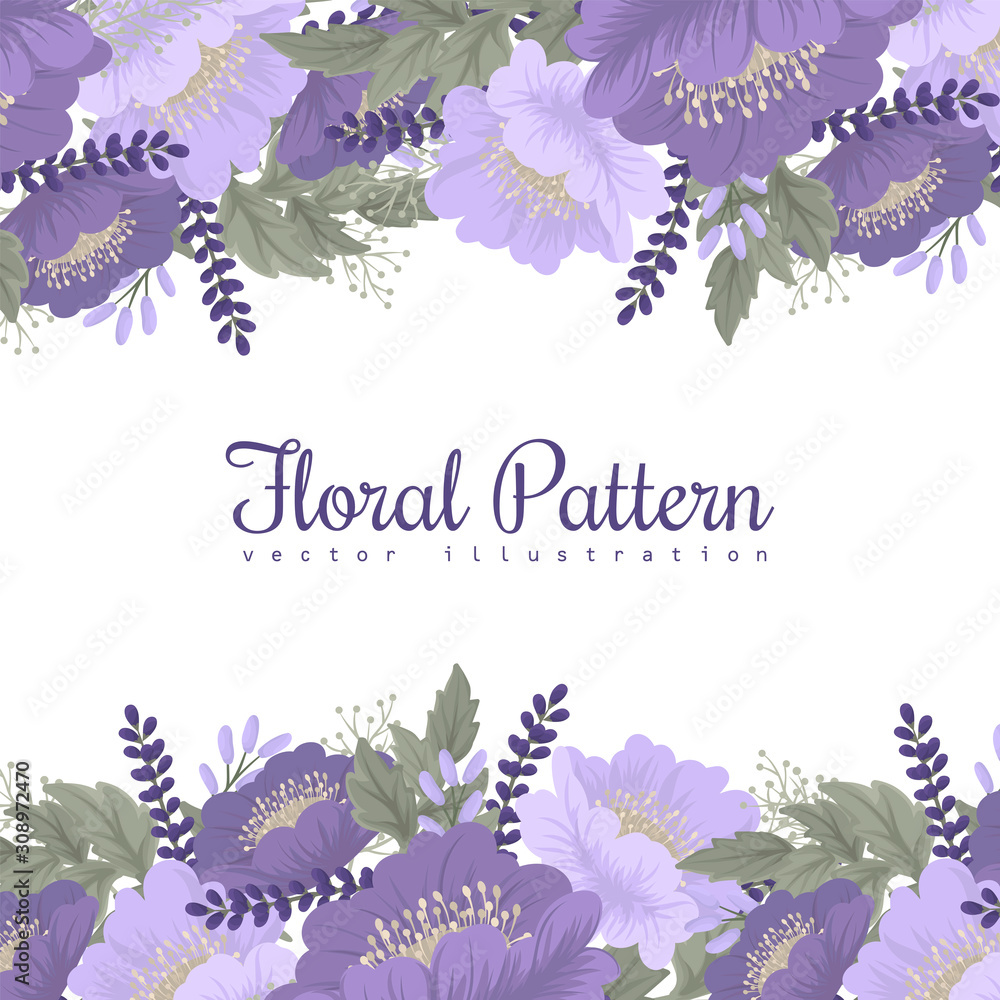 Purple floral background - flower border Stock Vector | Adobe Stock