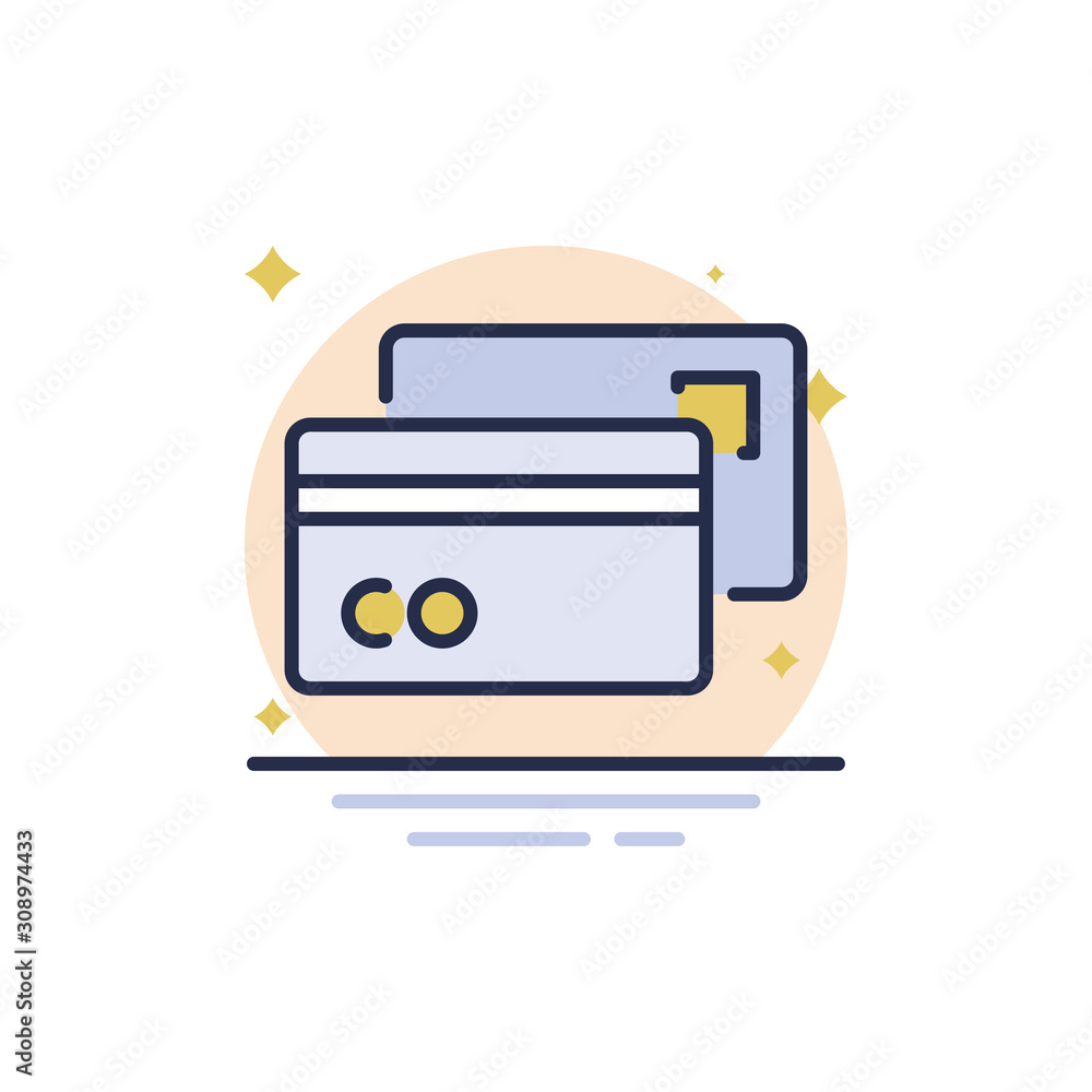 Payment Card Outline Filled Vector Icons. Simple illustration. Stock ...