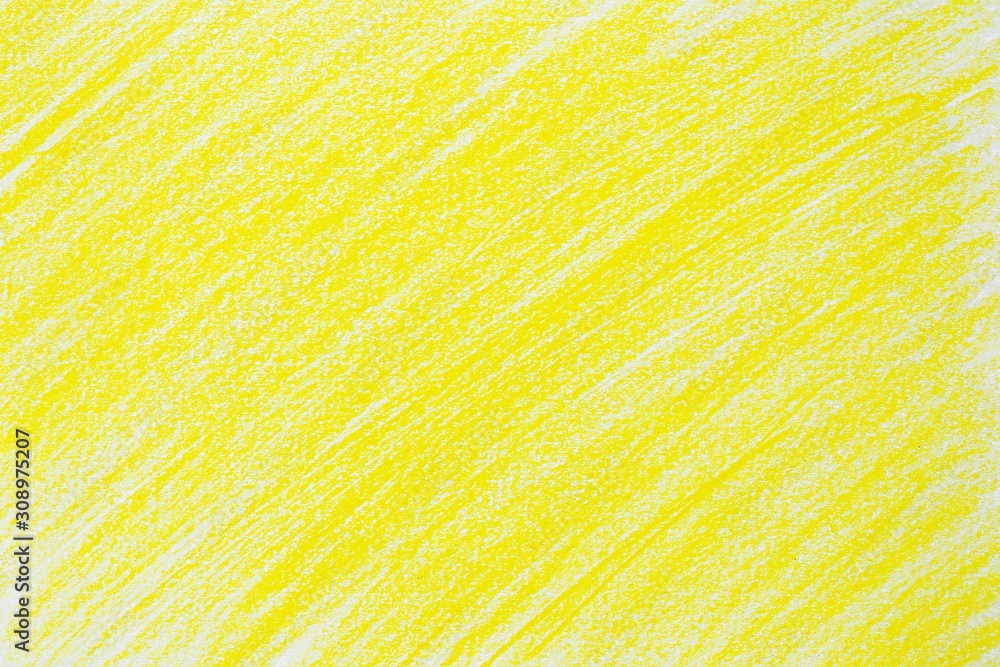 Yellow stroke crayon drawing sketch on white paper background. Stock ...