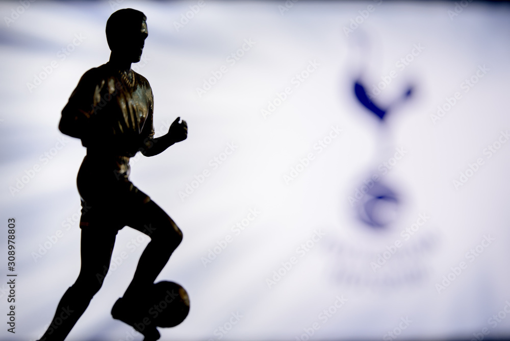 LONDON, ENGLAND, JULY. 1. 2019: Tottenham Hotspur Football club logo ...