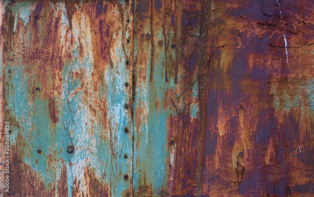 texture of painted metal, a piece of iron with rivets Stock Photo ...
