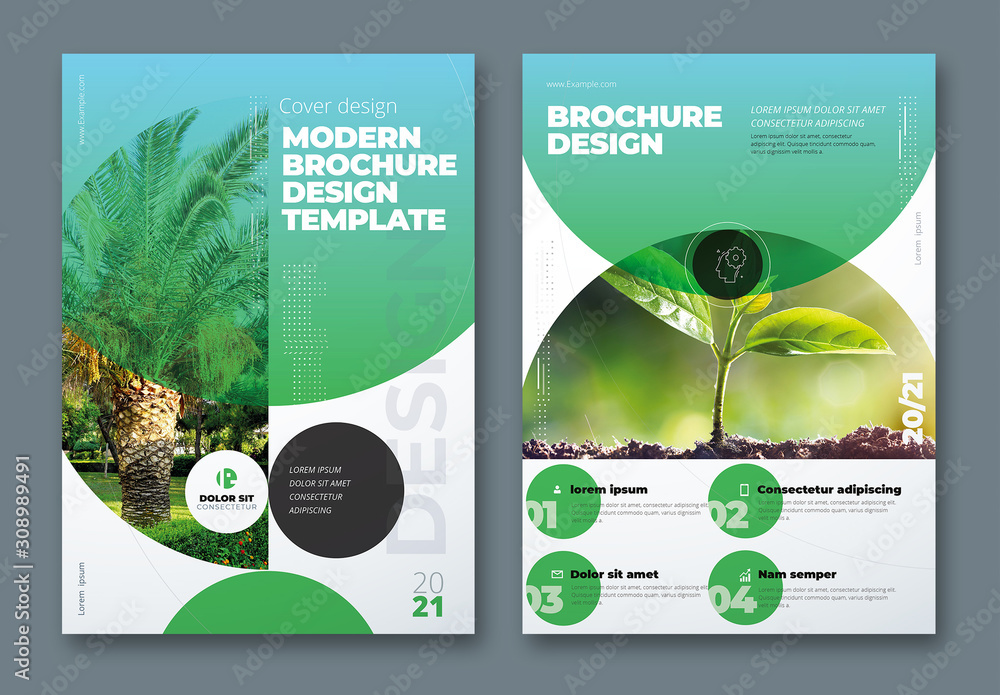 Business Report Cover Layout Set with Gradient Circle Elements Stock ...