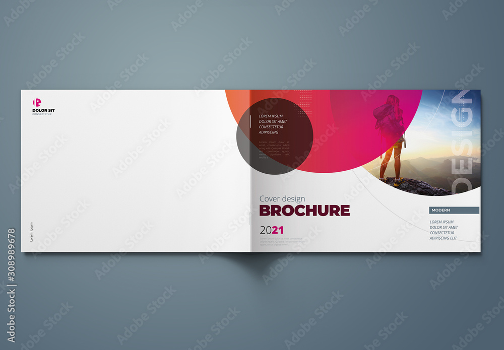 Landscape Business Report Cover Layout Set with Circle Elements Stock ...