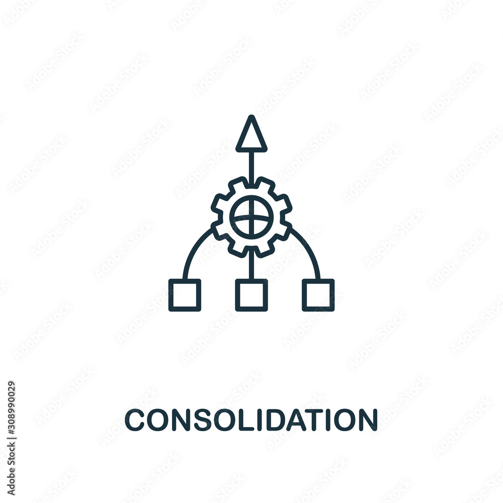 Consolidation icon. Line style element from business strategy ...