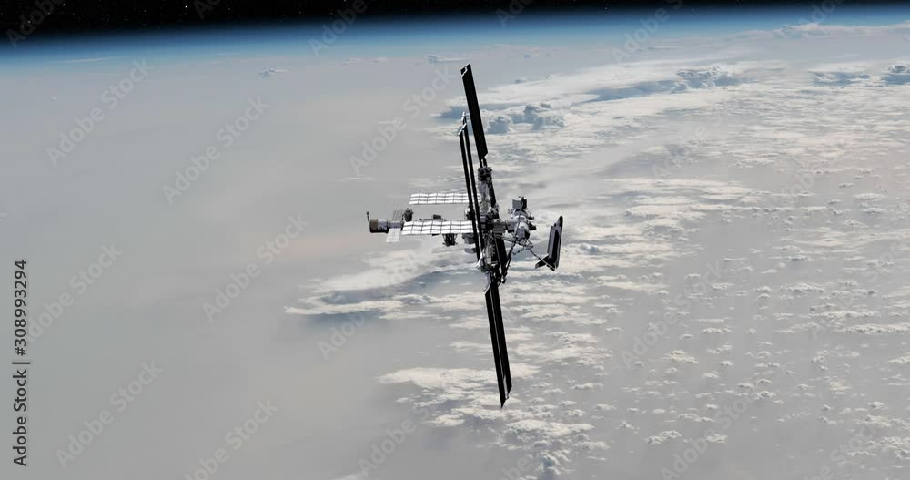 Shuttle undocks from the ISS and departs the station, over atmospheric ...