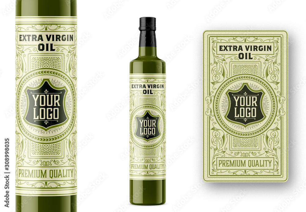 Vintage Style Oil Label Layout Stock Template | Adobe Stock