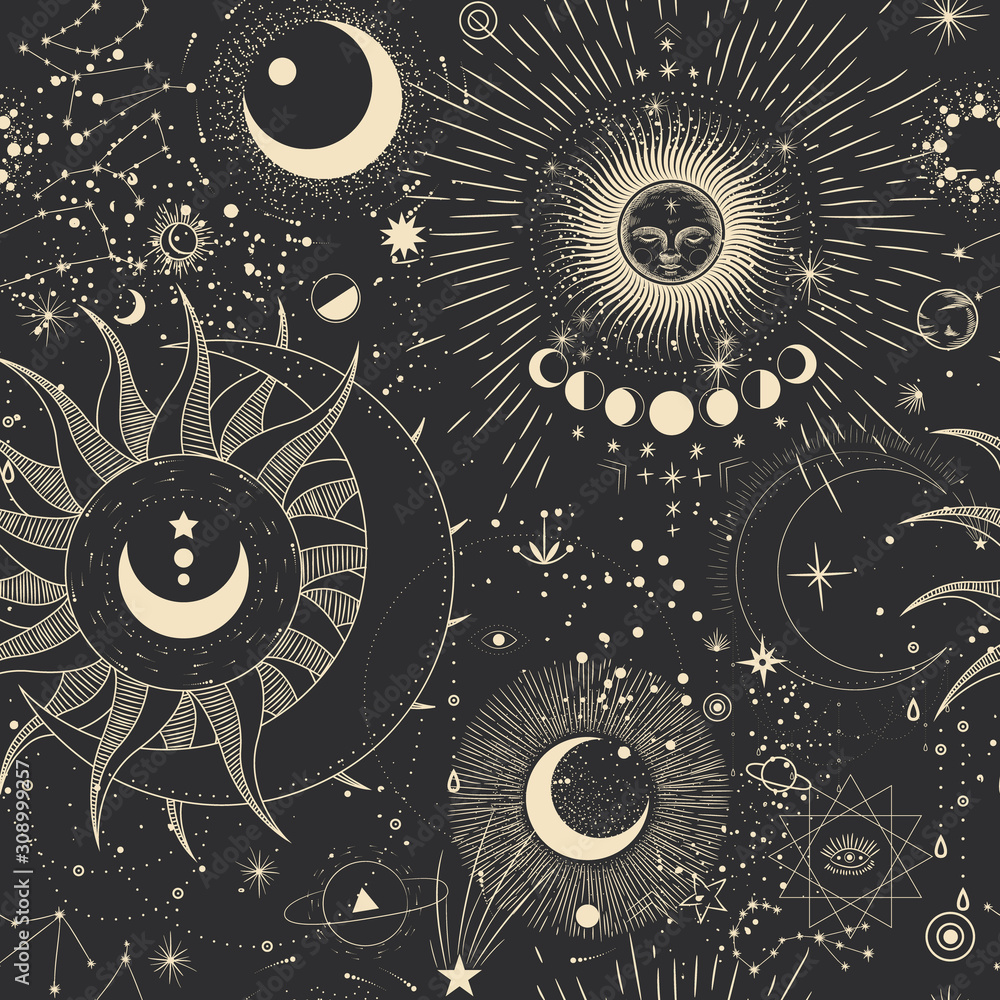Vector illustration set of moon phases. Different stages of moonlight ...