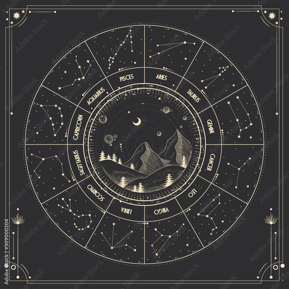 Vector illustration set of moon phases. Different stages of moonlight ...