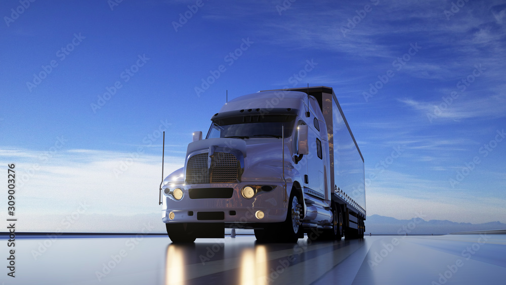 Delivery truck on the highway. Photorealistic background. Transports ...
