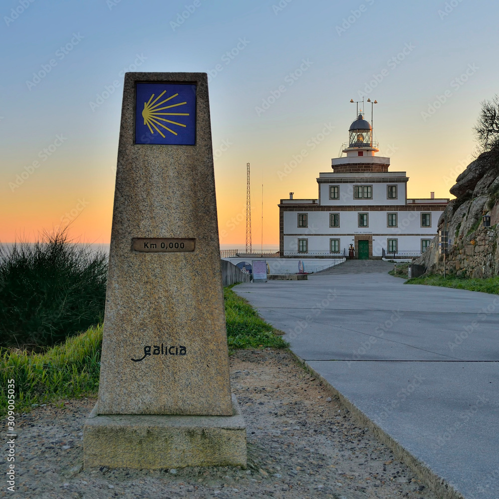 Finisterre Cape Lighthouse, Costa da Morte, Galicia, Spain. One of the ...