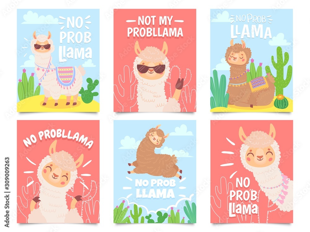 No prob llama posters. Cute llamas have no problems greeting cards ...