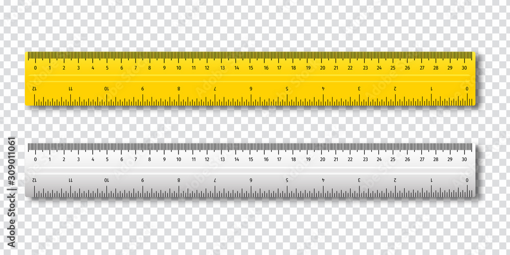 Two Inch and metric rulers yellow and white color Centimeters and ...