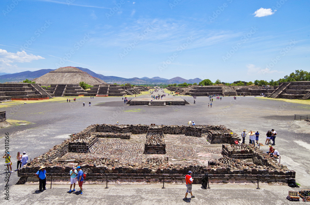 Popular tourist destination ancient Aztec city ruins of the pyramids of ...