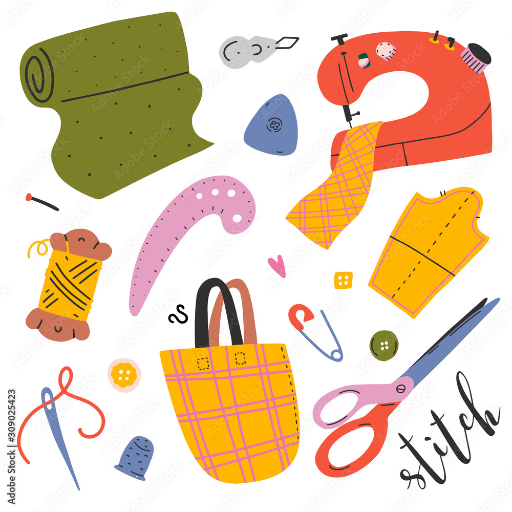 Cartoon Sewing Supplies