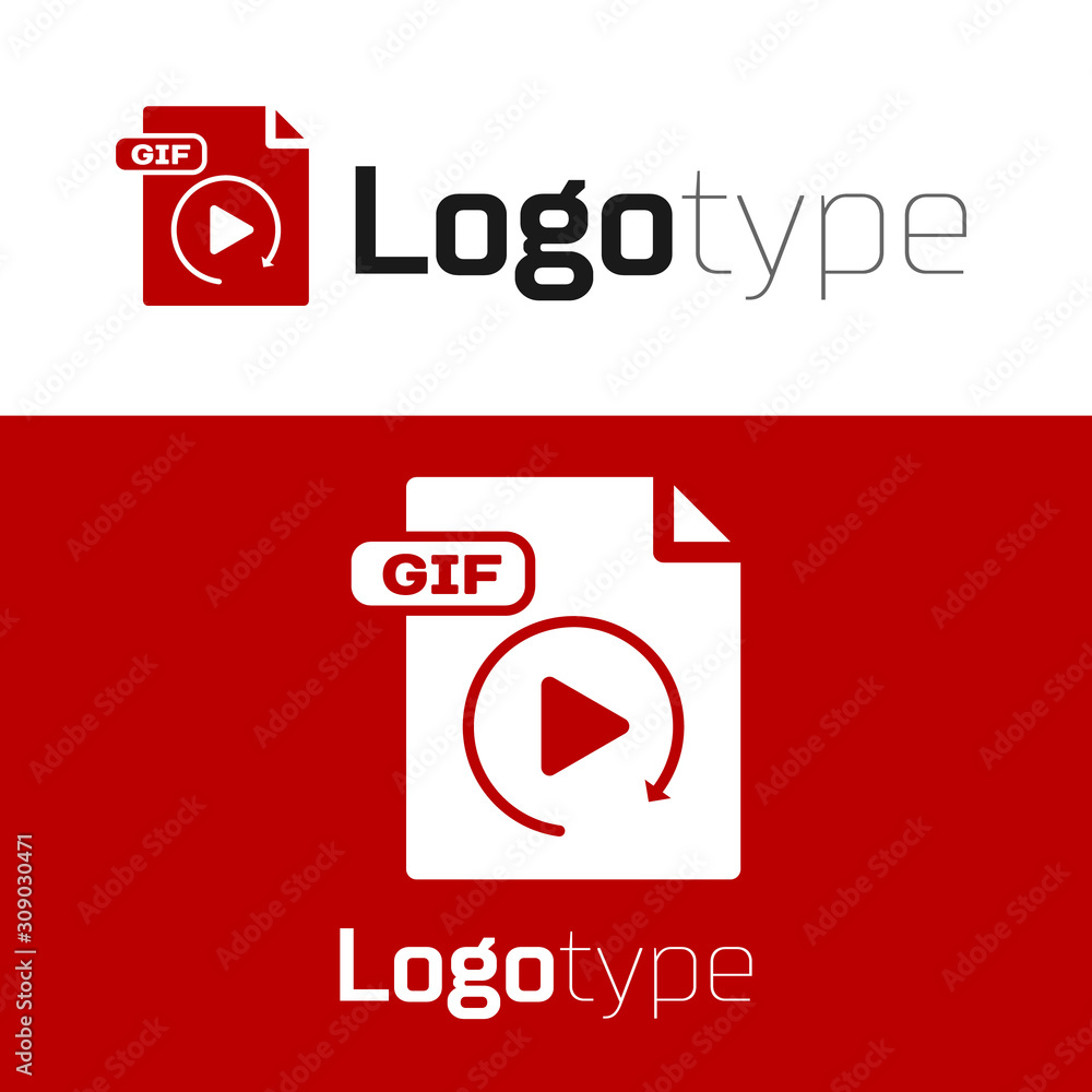 Vecteur Stock Red GIF file document. Download gif button icon isolated ...