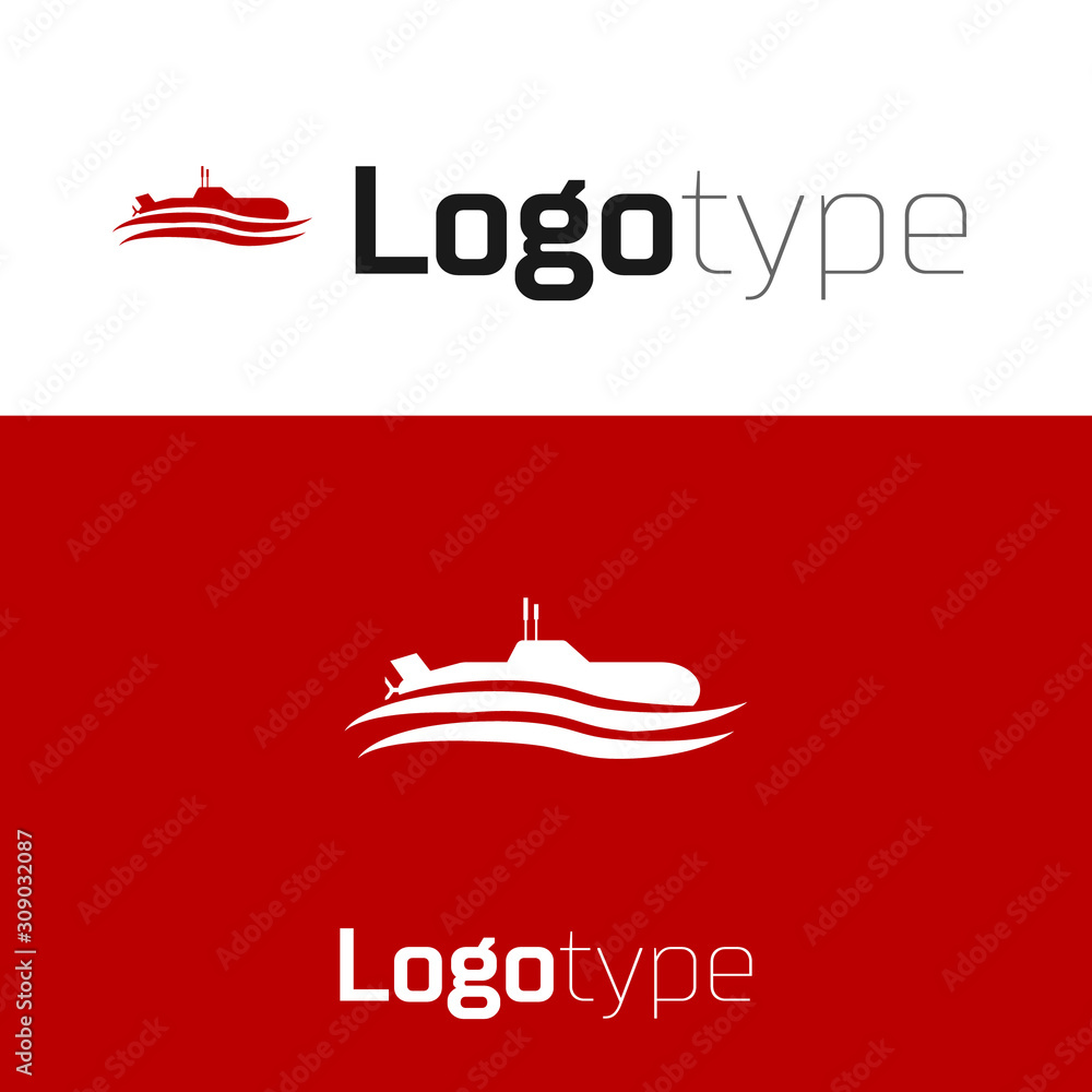 Red Submarine icon isolated on white background. Military ship. Logo ...