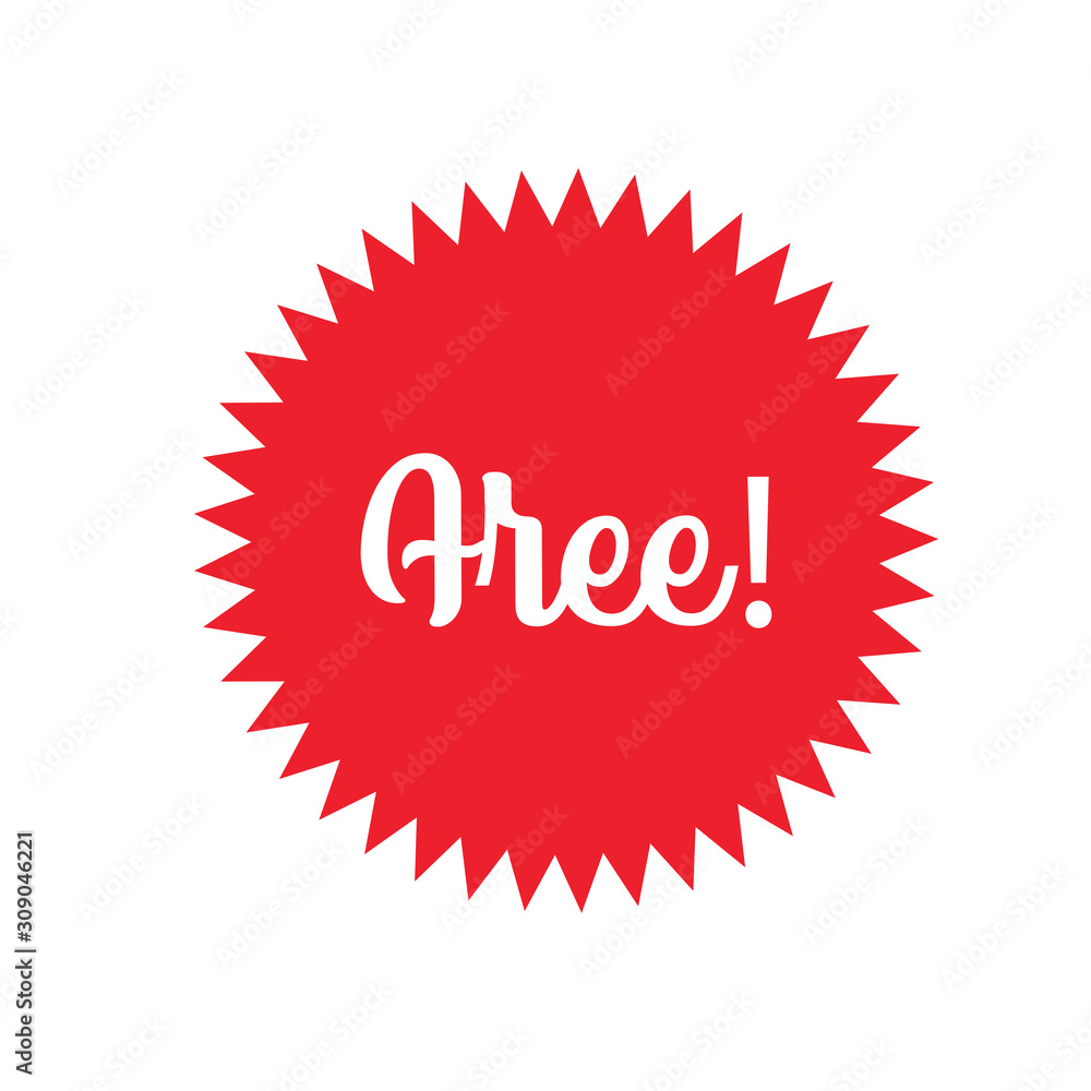 Free! badge banner. Attention grabber design element. Star label for ...