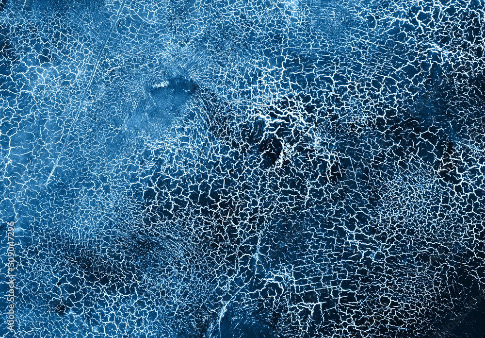 Classic blue colored texture with cracks. Surface with craquelure ...