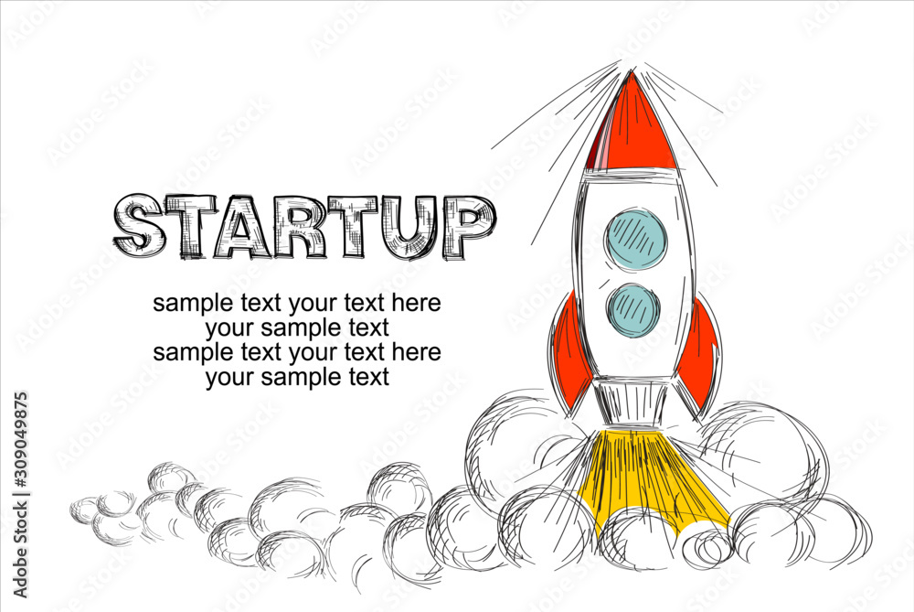 Startup Concept Background made with hand drawn sketches Stock Vector ...