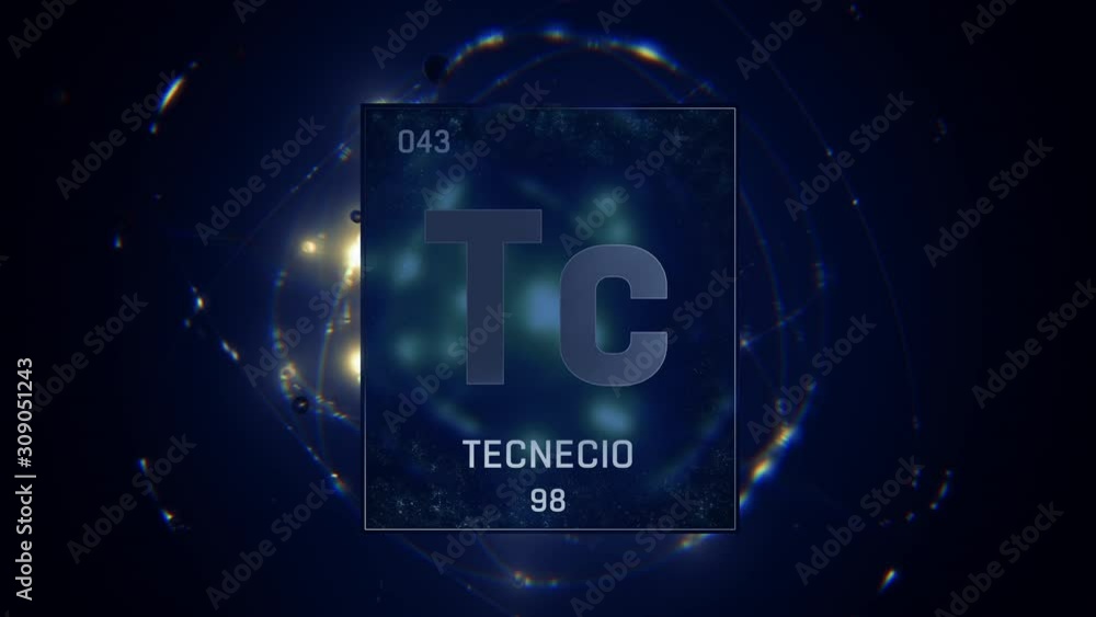 Technetium as Element 43 of the Periodic Table. Seamlessly looping 3D ...