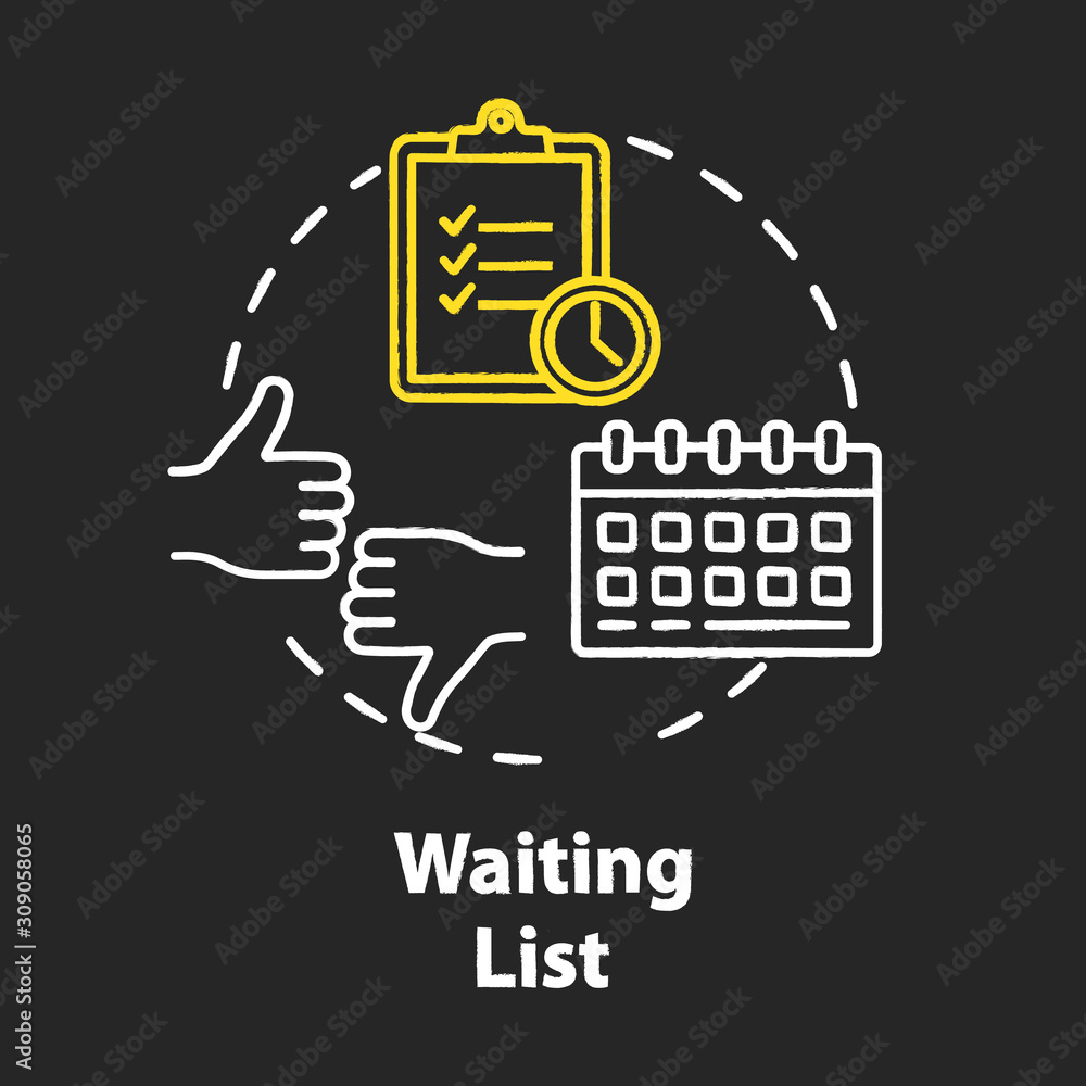 Waiting list chalk concept icon. Planning. Time management. Tasks ...