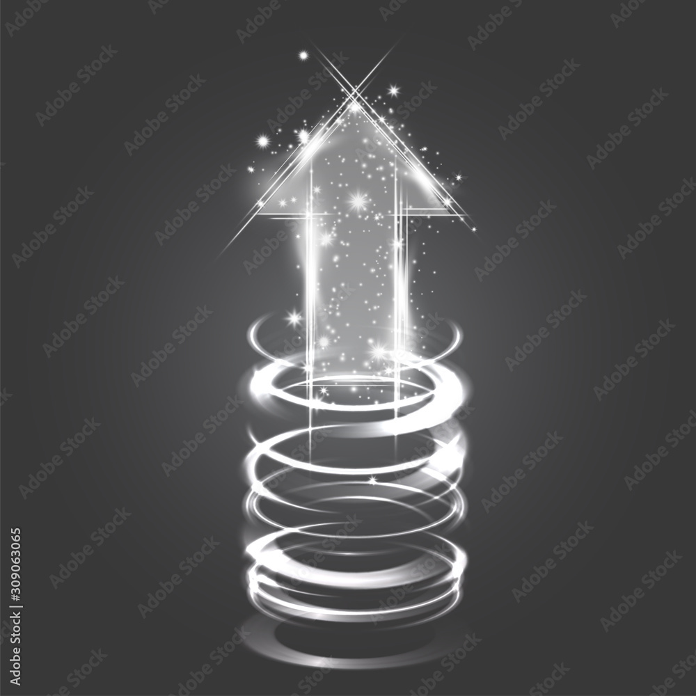 Naklejka Arrow laser silver cold glow vector. Motion effect light ...