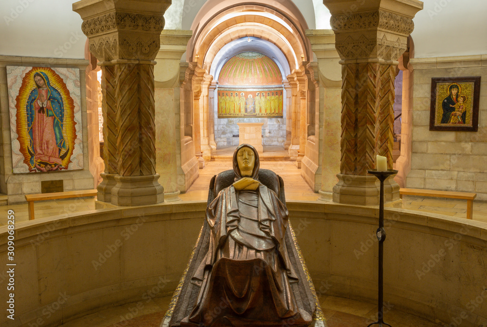 JERUSALEM, ISRAEL - MARCH 3, 2015: The crypt of Dormition abbey with ...