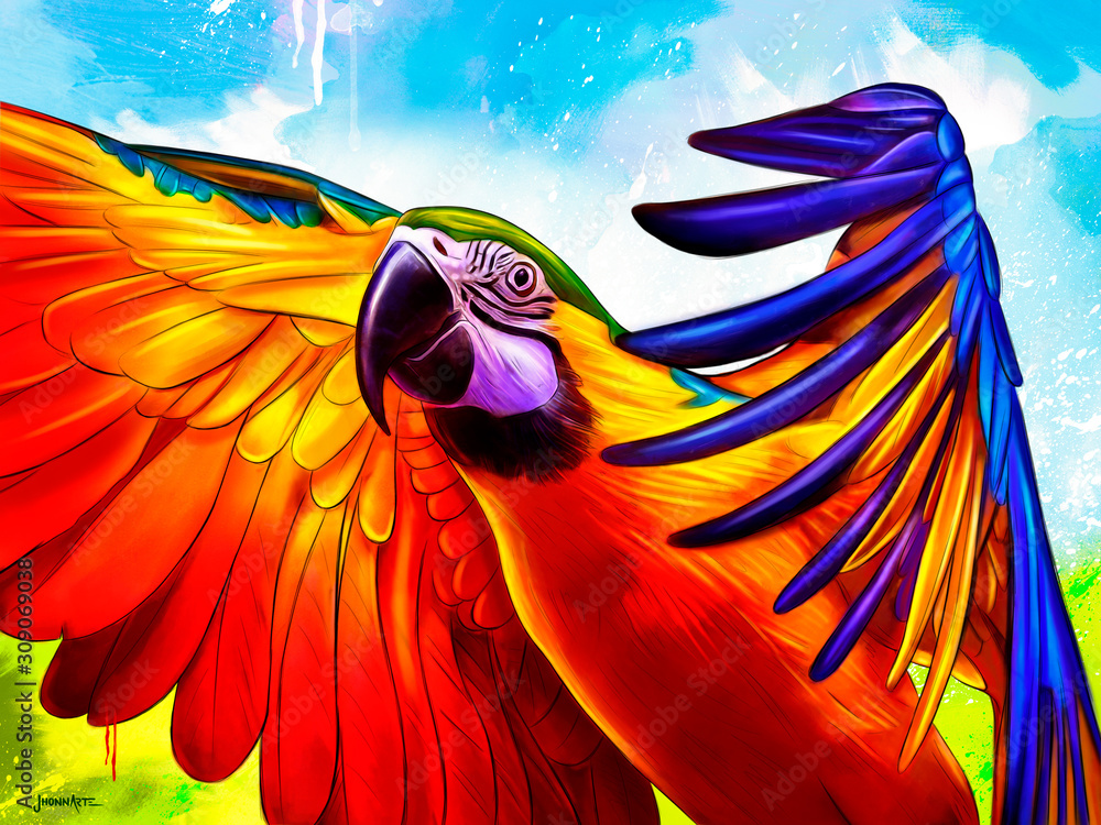 GUACAMAYA COLOMBIANA Stock Illustration | Adobe Stock