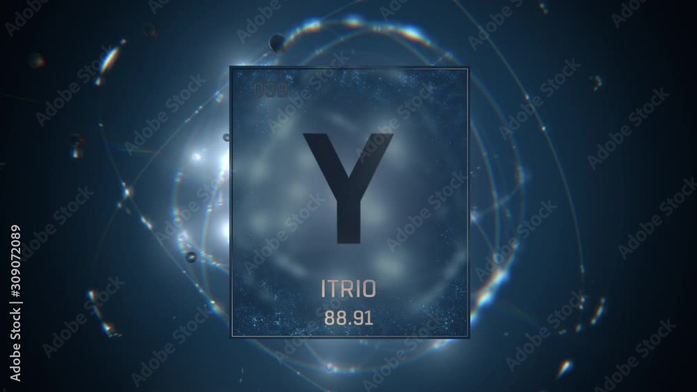 Yttrium as Element 39 of the Periodic Table. Seamlessly looping 3D ...