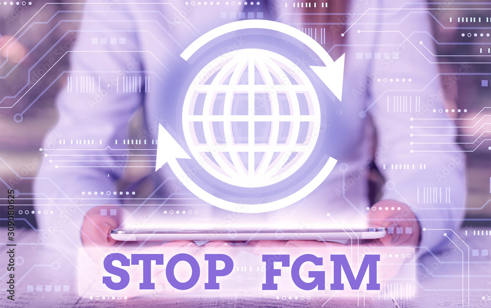 Writing note showing Stop Fgm. Business concept for Put an end or stop ...