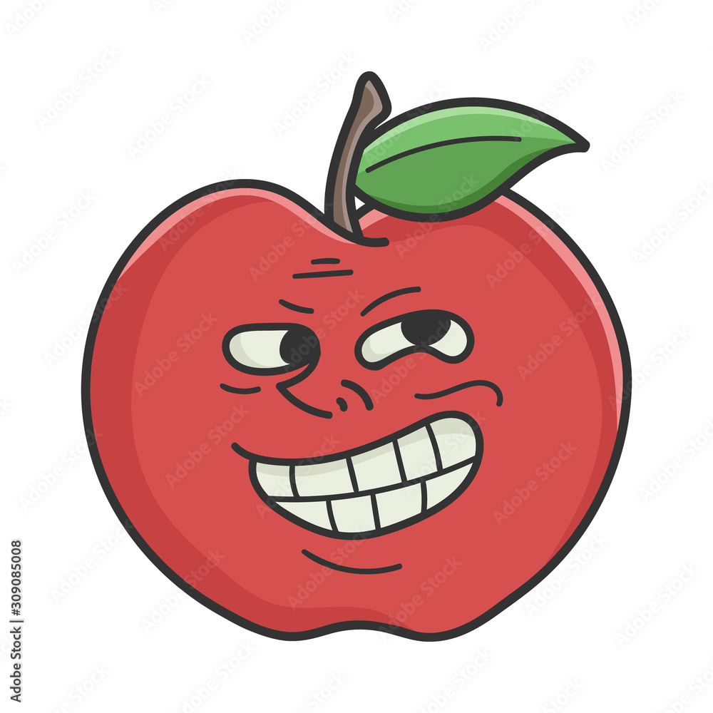 Trolling meme red apple cartoon apple isolated on white Stock Vector ...
