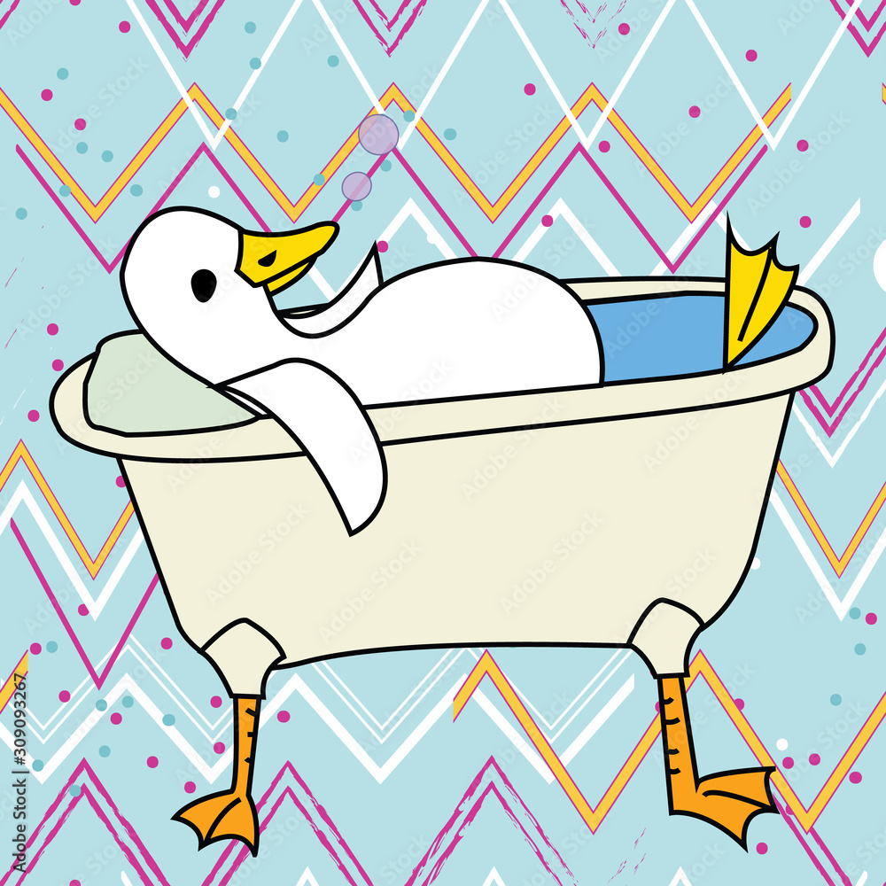 Relaxing in the Tub vector drawing of a duck chillling out in a bathtub ...