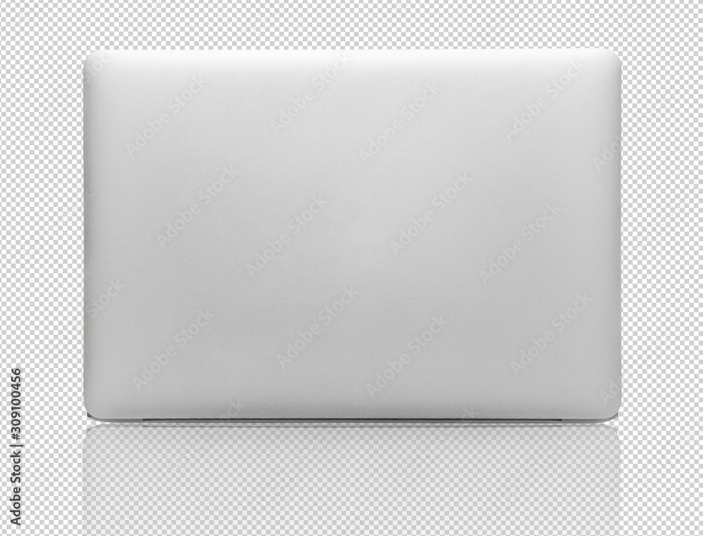 from back view laptop. new model made aluminum. isolated on transparent ...