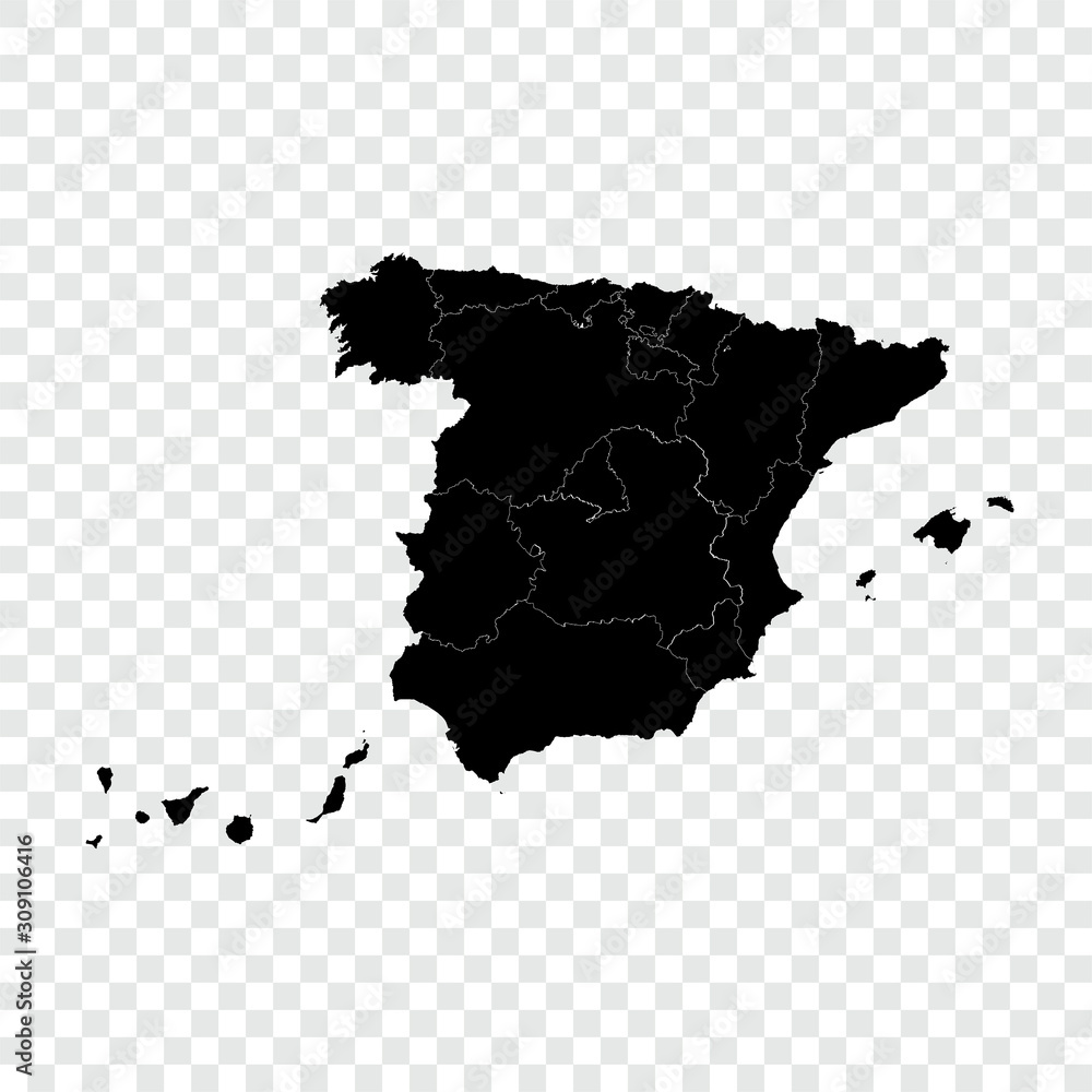 Spain map on transparent background. Vector illustration. Stock Vector ...
