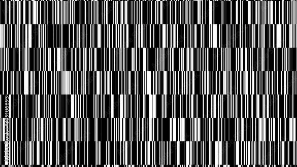 Horizontal distortion of broken video image on black background, VHS ...