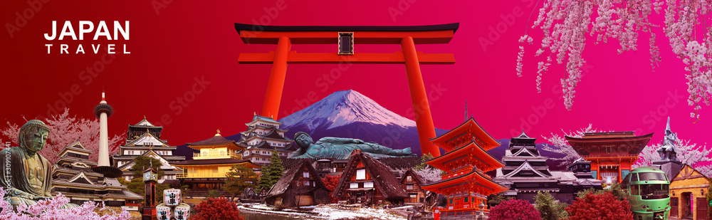 Travel advertising of world famous landmarks of Japan Stock ...