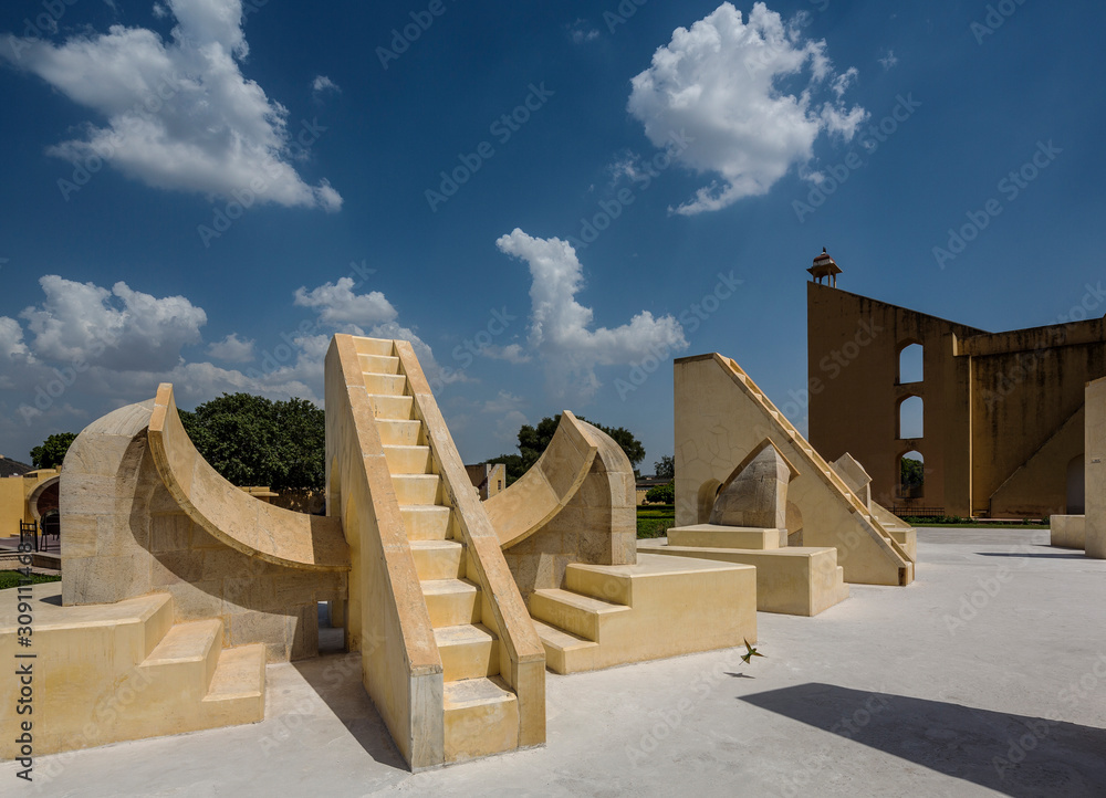 The Jantar Mantar monument in Jaipur, Rajasthan is a collection of ...