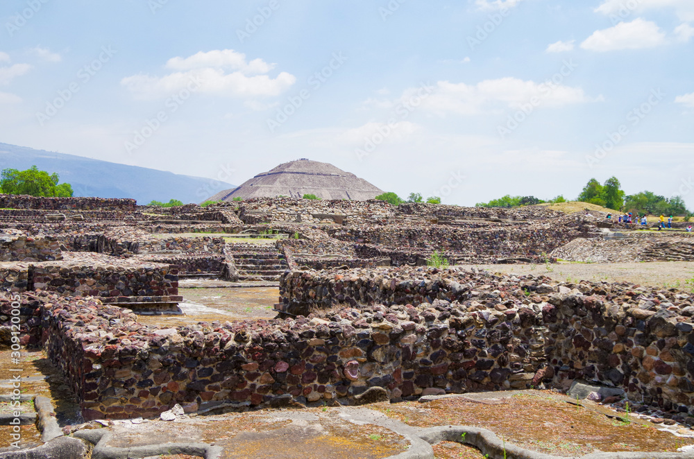 Popular tourist destination ancient Aztec city ruins of the pyramids of ...